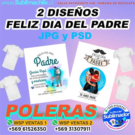 Diseño de Feliz día del Padre Editables para Sublimar Poleras y PSD Sublimachile