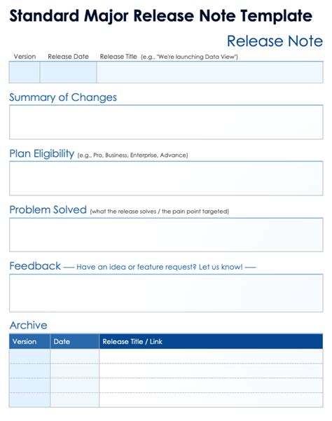 Free Release Notes Templates Software App Product And Project