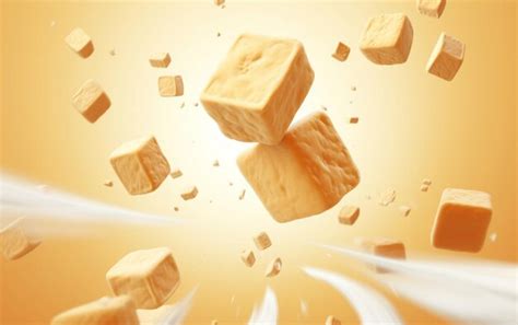 Premium AI Image Flying Milk Cubes Before A Cookie Piece