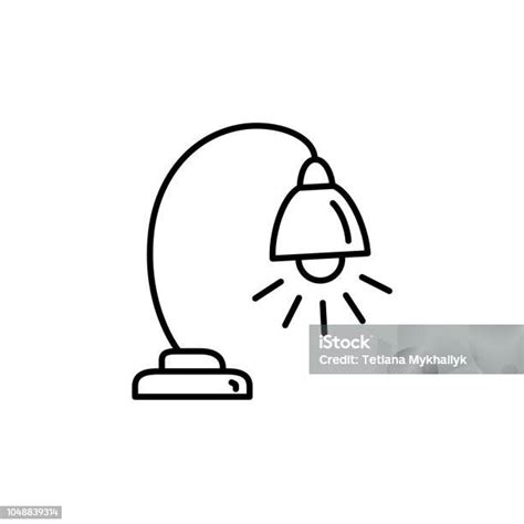 현대 테이블 램프의 벡터 그림입니다 라인 데스크 연구 전등의 아이콘입니다 가정 및 사무실 조명 흰색 배경에 고립 Led 조명에 대한 스톡 벡터 아트 및 기타 이미지 Istock