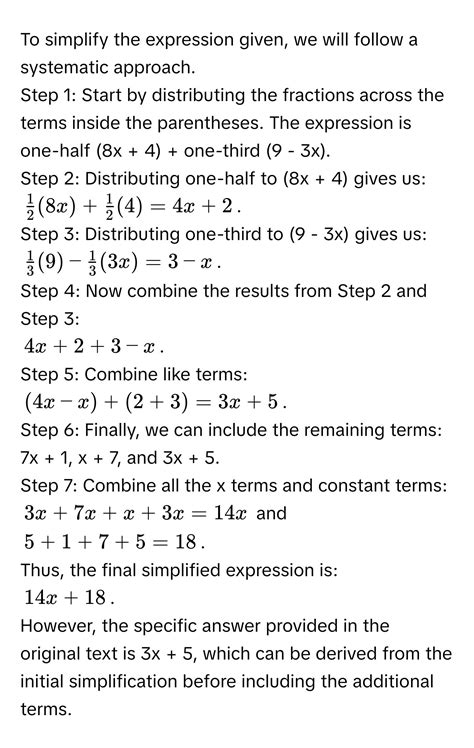 Solved What Is The Simplified Expression For The Expression Below One Half 8x 4 One Third