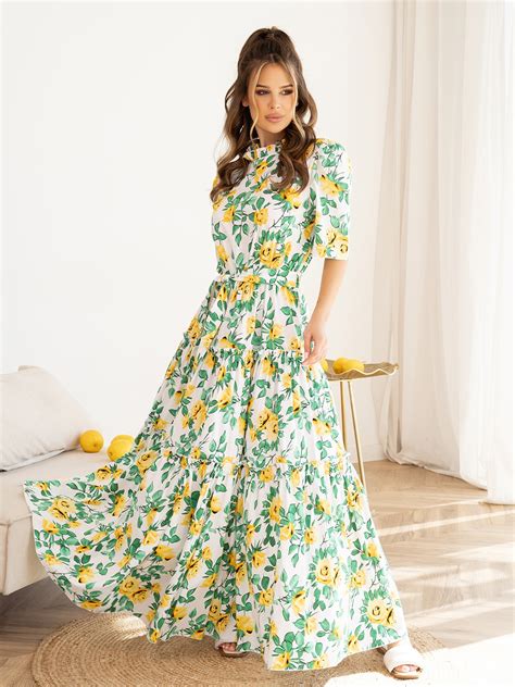 Довга бавовняна сукня з квітковим принтом 13976 за 961 грн купити з колекції May Love