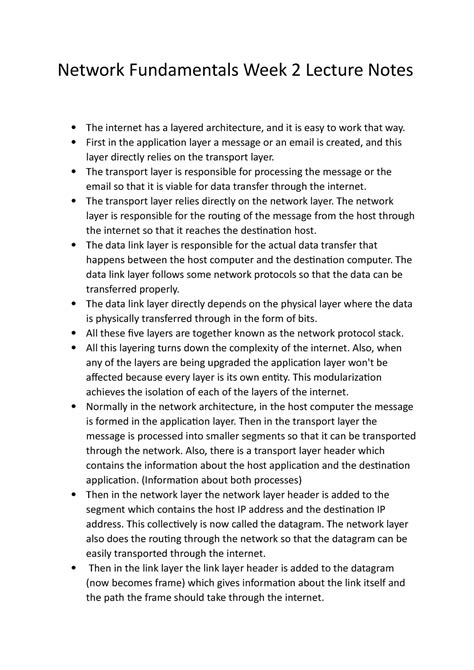 network fundamentals week 2 lecture notes network fundamentals week 2