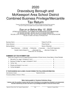 Fillable Online Combined Mercantile Tax Business Privilege Tax And