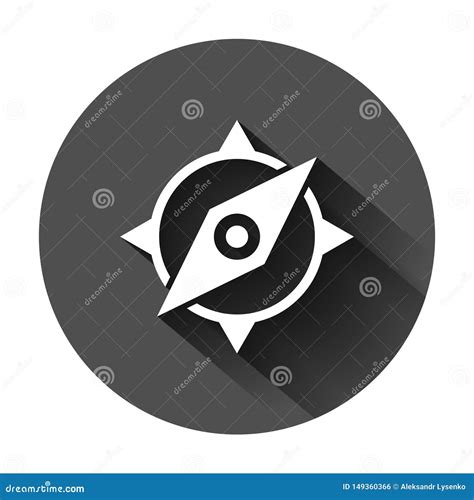 Global Navigation Icon In Flat Style Compass Gps Vector Illustration On Black Round Background