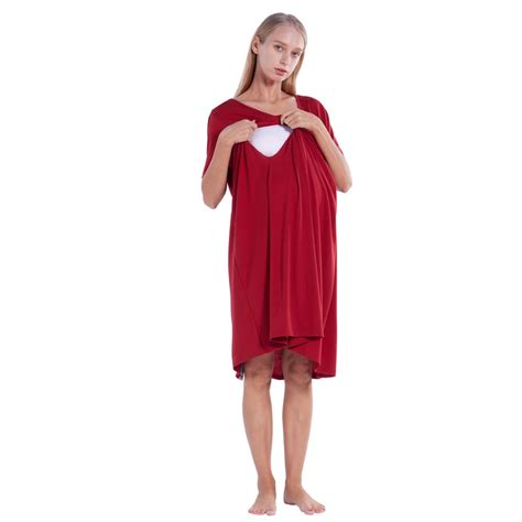 3 In 1 Nursing Delivery Labor Gown Short Sleeve Maternity Nursing
