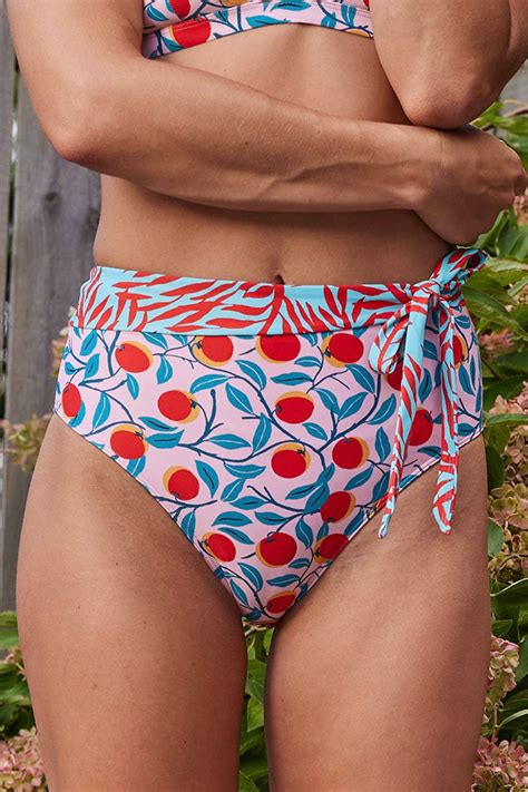 The Side Tie High Leg High Rise Bottoms Pink Nectarine Orchard