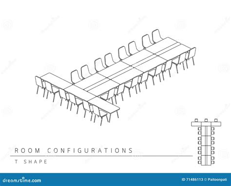 Meeting Room Setup Layout Configuration T Shape Style Stock Vector
