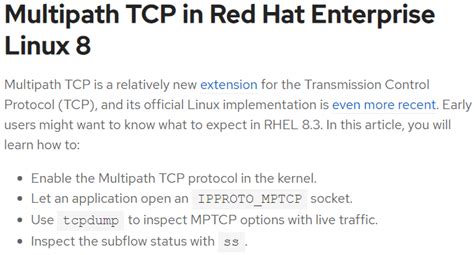 Rhel 83 将引入 Multipath Tcp Linuxeden开源社区