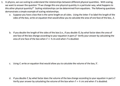 Solved In Physics We Use Scaling To Understand The Chegg Com