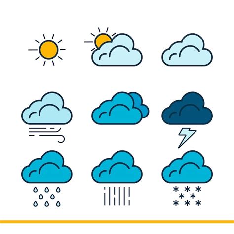 Premium Vector Weather Forecast Icons With An Outline Isolated On A White Background
