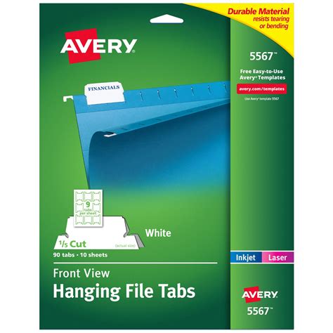 Avery Printable Hanging File Folder Tabs 1 5 Cut White 90 Total