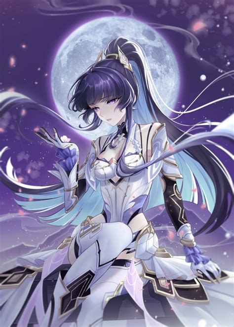 Honkai Impact Petals Ponytail Honkai Impact 3rd Purple Hair Moon