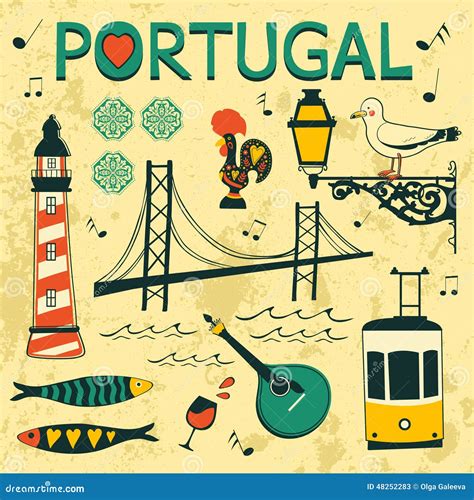 Coleção Tipical Dos ícones De Portugal Ilustração do Vetor Ilustração