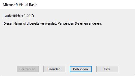VBA Fehler 1004 Anwendungs Oder Objektdefinierter Fehler Automate