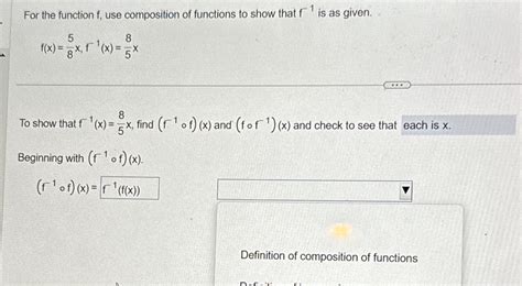 Solved For The Function F Use Composition Of Functions To Chegg