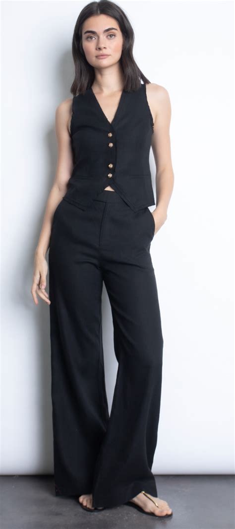 Karina Grimaldi Beatriz Linen Black Pants Shoppe Neat