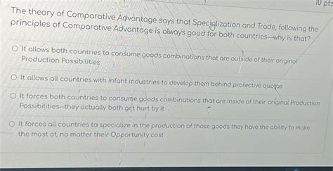 Solved The Theory Of Comparative Advantage Says That