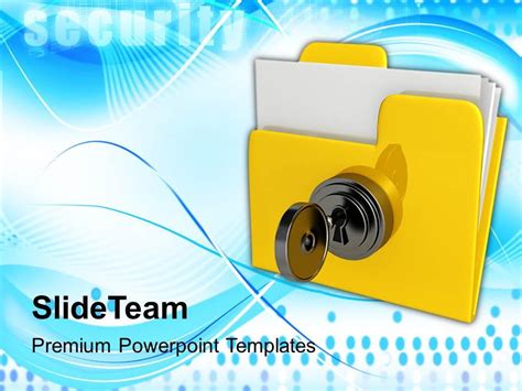 Yellow Folder With Locked With Key Powerpoint Templates Ppt Themes And Graphics