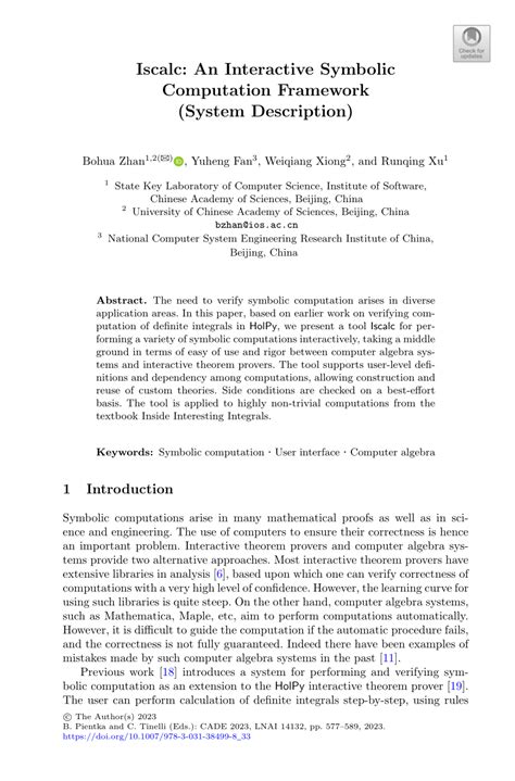 Pdf Iscalc An Interactive Symbolic Computation Framework System