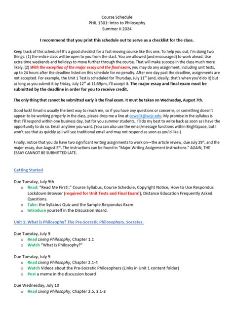 2024 Summer 2 Phil 1301 Course Schedule Pdf