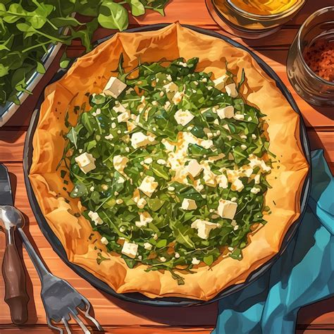 Premium Photo Tasty Spinach And Feta Quiche