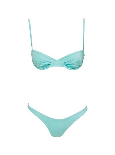 Sadley Underwire Shine Bikini Top Turquoise