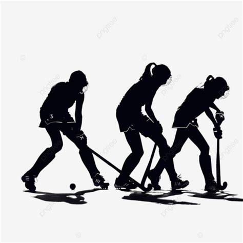 Silhouette Field Hockey Sport Team Female Players Mix Action Hockey