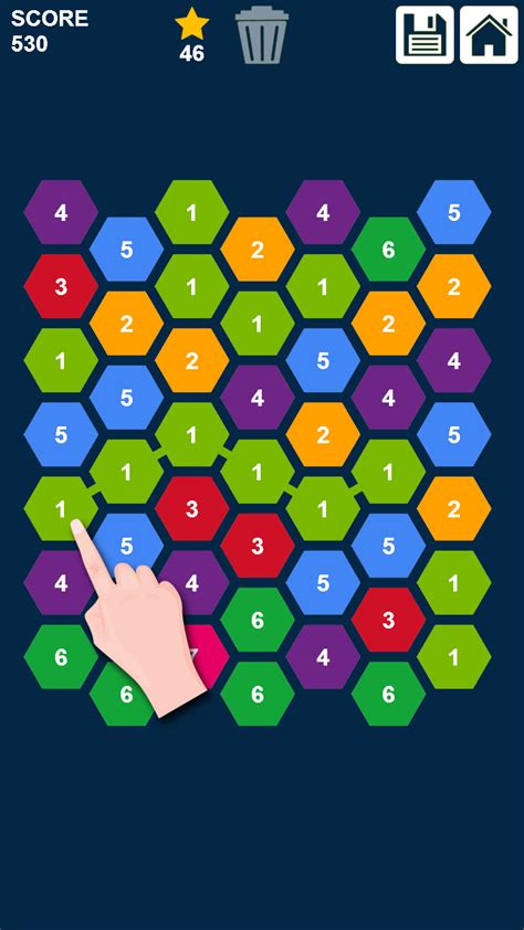 Hexagons Connect And Merge Numbers By Ganaysa
