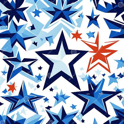 Blue And Red Stars On A White Background Seamless Pattern Stock Vector