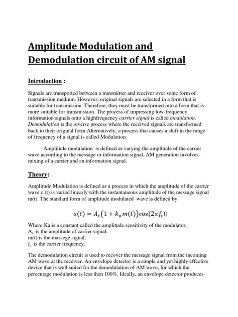 Amplitude Modulation Pdf Modulation Detector Radio