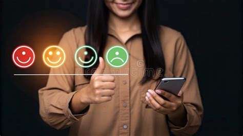 Woman Interacting With A Glowing Green Smiley Face On A Virtual Interface Modern Tech User