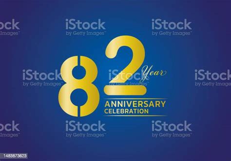 82 주년 기념 로고 타입 골드 컬러 벡터 82 번째 생일 로고 82 번호 기념일 배너 초대장 및 포스터 기념일 디자인 요소 숫자 설계 벡터 공휴일에 대한 스톡 벡터 아트