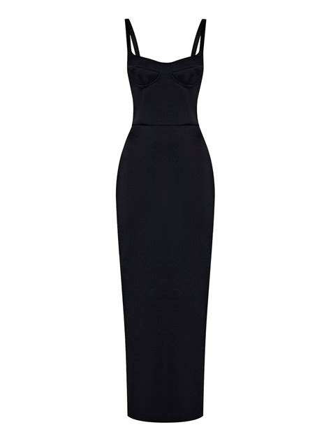 Satin Maxi Bustier Dress Black Rc24s058Х001 Buy At The Online