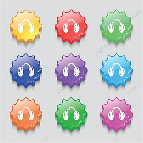 Vector Illustration Of Colorful Wavy Buttons With Headset Icons As