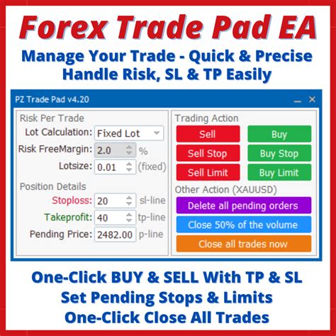 Forex Trade Management Pad EA MT4 MT5 One Click Buy Sell Close Trades