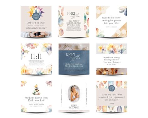 Reiki Instagram Templates Reiki Social Media Posts Canva Templates