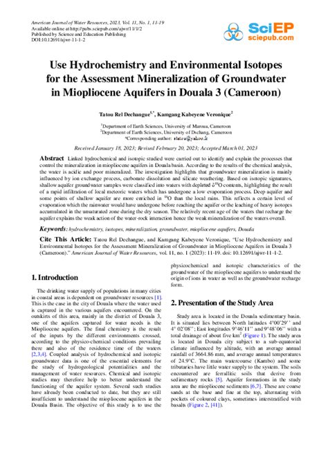 Pdf Use Hydrochemistry And Environmental Isotopes For The Assessment Mineralization Of