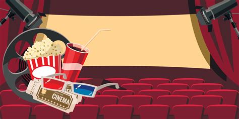 Conjunto De Iconos De Sala De Cine Estilo De Dibujos Animados 8776877