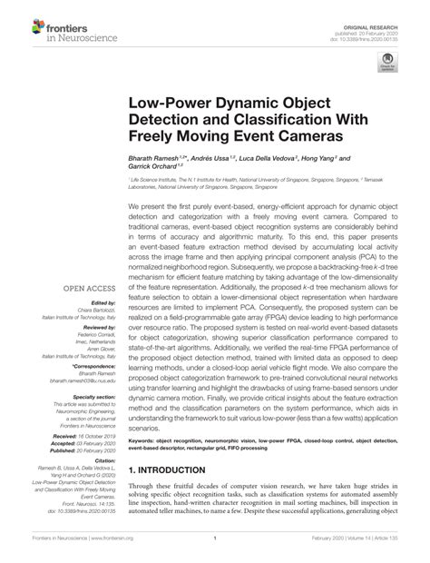 Pdf Low Power Dynamic Object Detection And Classification With Freely