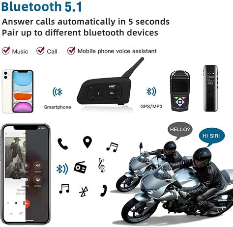 Auriculares Bluetooth Ejeas V6 Pro Para Moto Intercomunicador Para 2