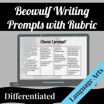Beowulf Writing Prompts Differentiated Mastery Learning Rubric