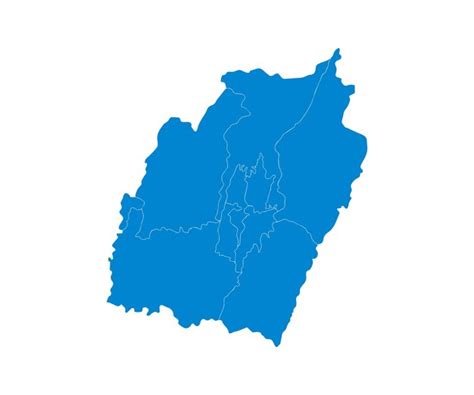 하늘색 색상 마니푸르 지도 지구가 있는 마니푸르의 정치 및 행정 지도 프리미엄 벡터