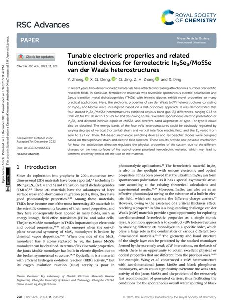 Pdf Tunable Electronic Properties And Related Functional Devices For