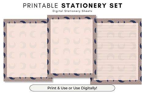 Crescent Moon Printable Stationery Set Afbeelding Door