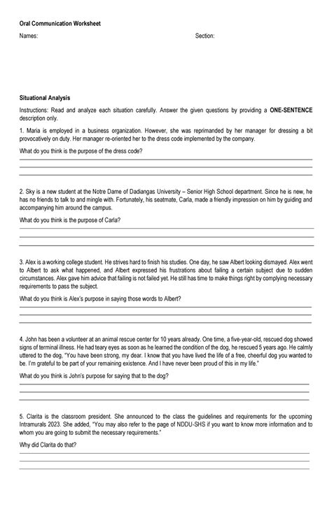 Functions Of Communication Worksheet Oral Communication Worksheet