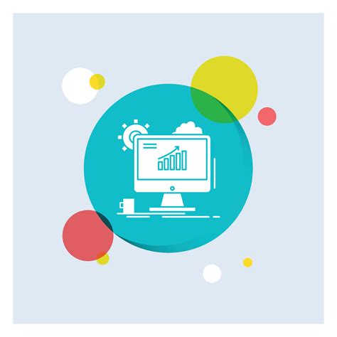 Analytics Chart Seo Web Setting White Glyph Icon Colorful Circle
