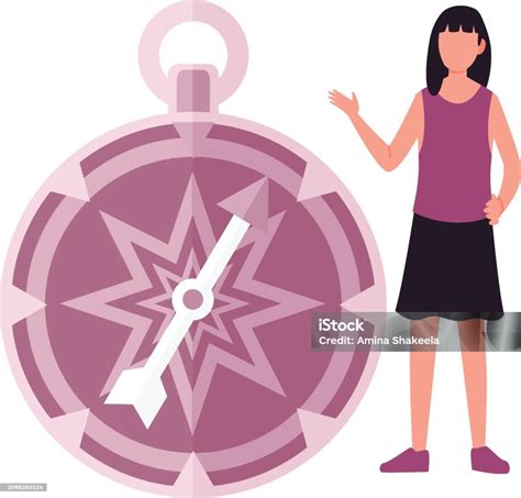 The Girl Is Showing The Wind Compass Stock Illustration Download