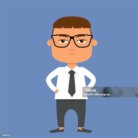 비즈니스 남자 착용 안경 만화 문자 벡터 일러스트 레이 션 경영자에 대한 스톡 벡터 아트 및 기타 이미지 경영자 고용과 노동 긍정적인 감정 표현 Istock