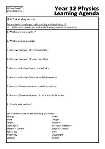 Ocr Physics A Chapter 2 4 Adding Vectors Teaching Resources